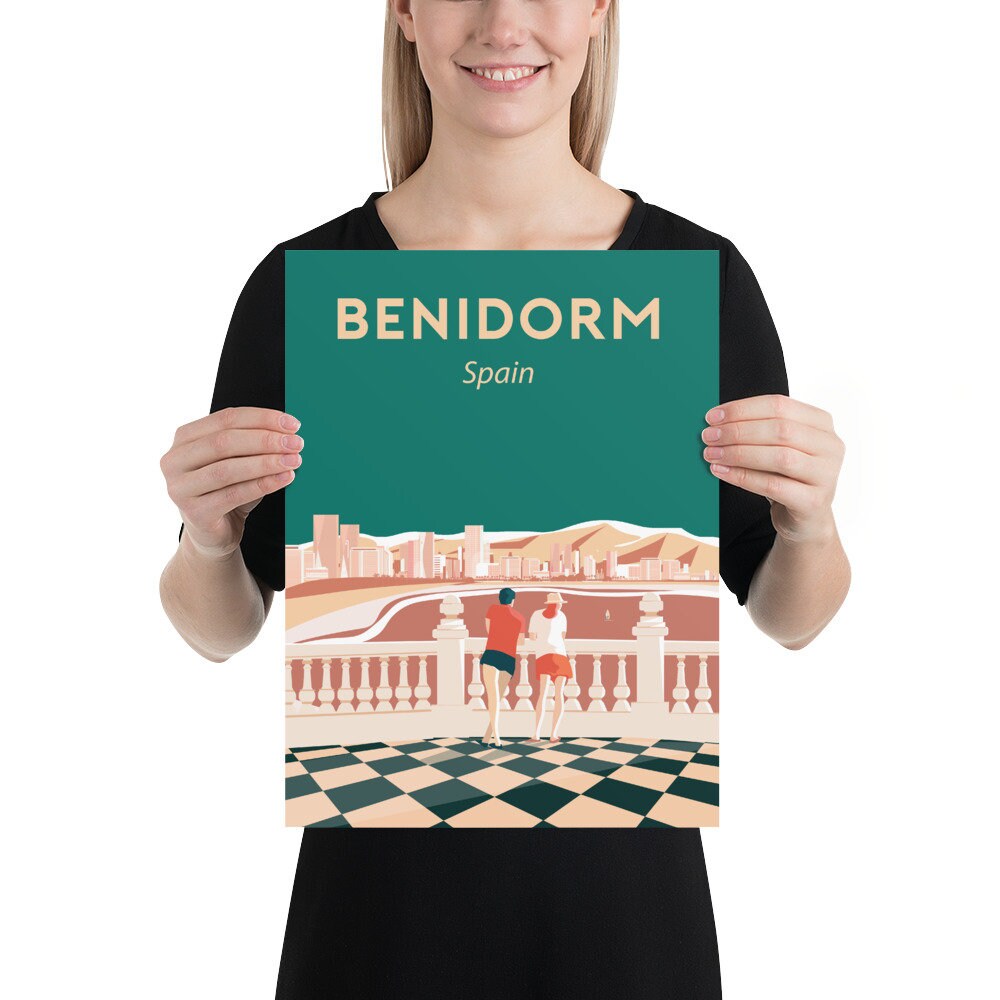Benidorm Espana Benidorm Spain, Travel Poster Skyline Wall Art, Size ...