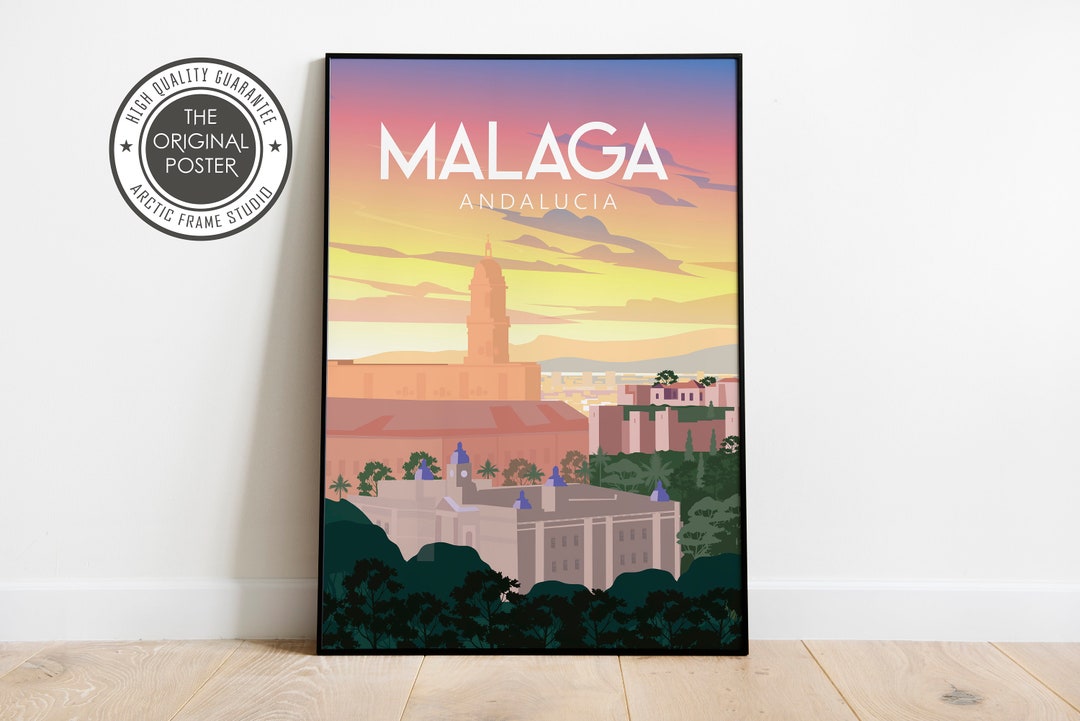 Malaga Andalucia Spain Travel Poster Size 12x16 Inches Wall Art ...