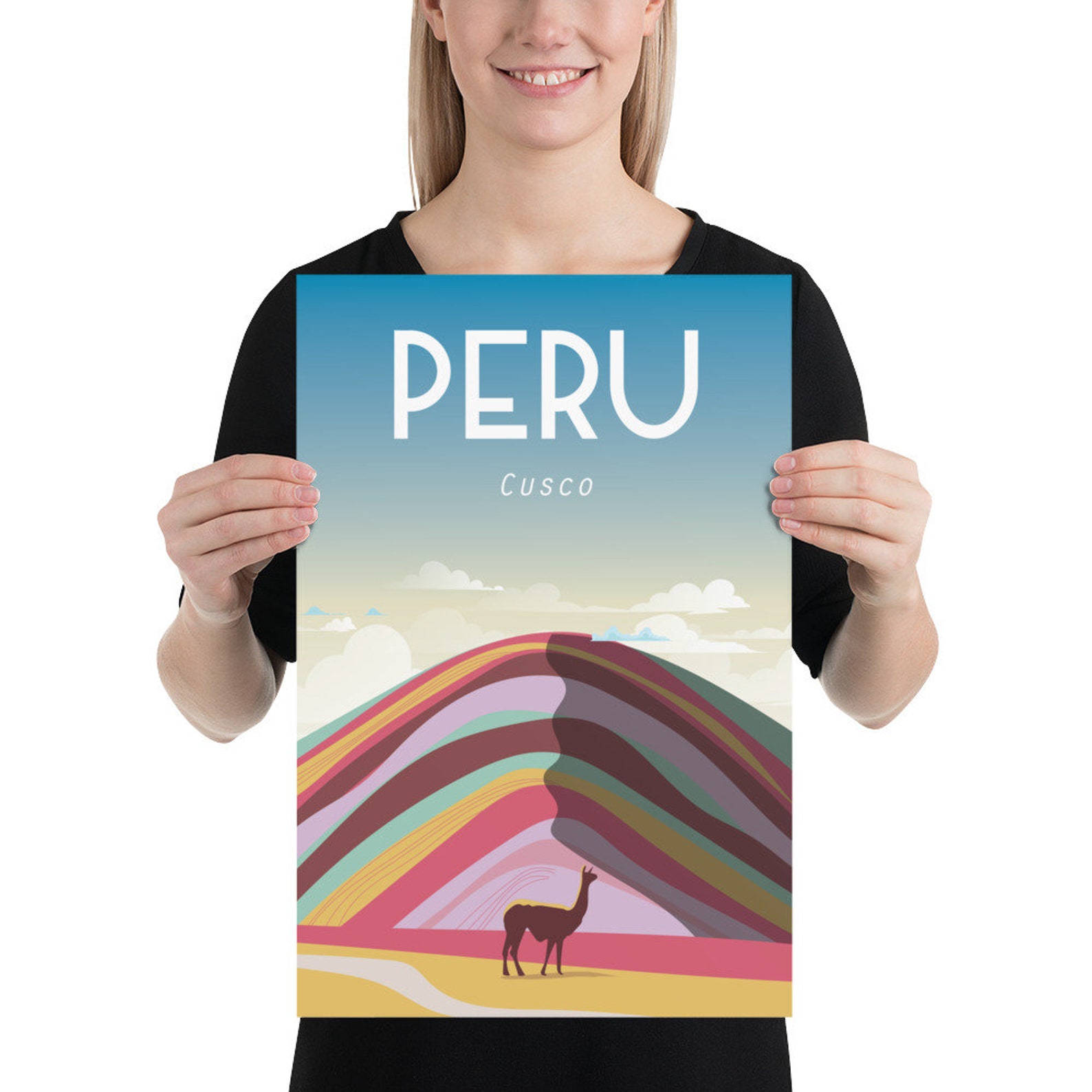 Peru Cusco Travel Poster Wall Art Illustration Peru Poster Peru Rainbow ...