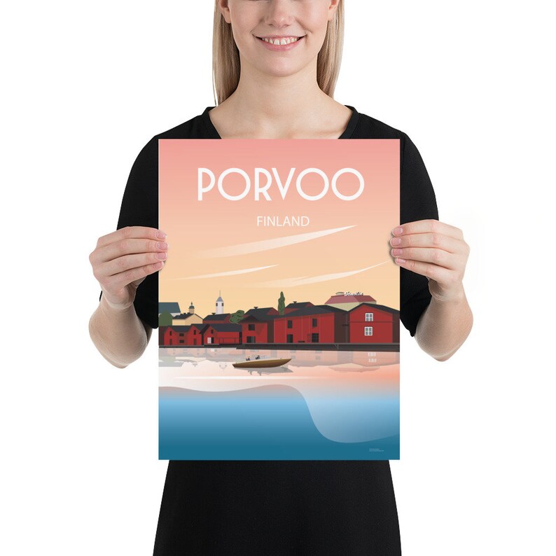 Porvoo Finland Travel Poster Wall Art Print Scandinavia | Etsy