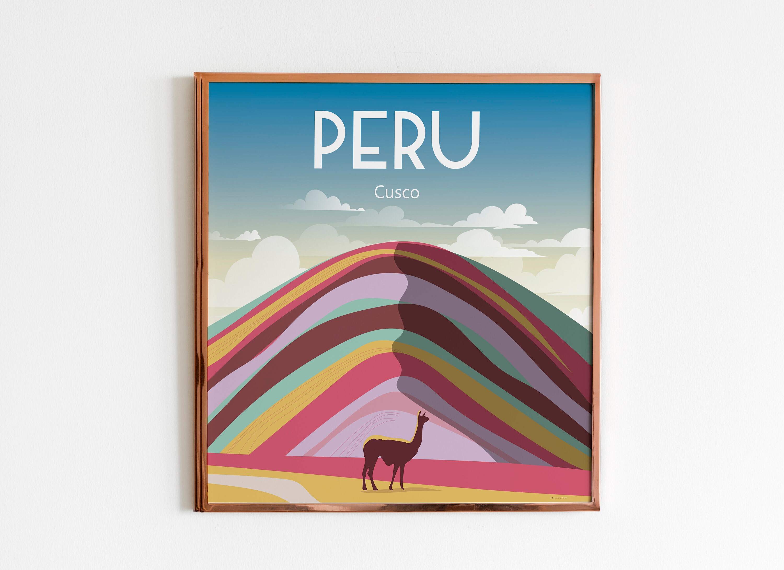 Peru cusco travel poster wall art illustration Digital File - Etsy España