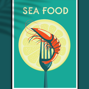 Sea Food Poster Kitchen Shrimp Poster Home Decoration Vintage Poster ...