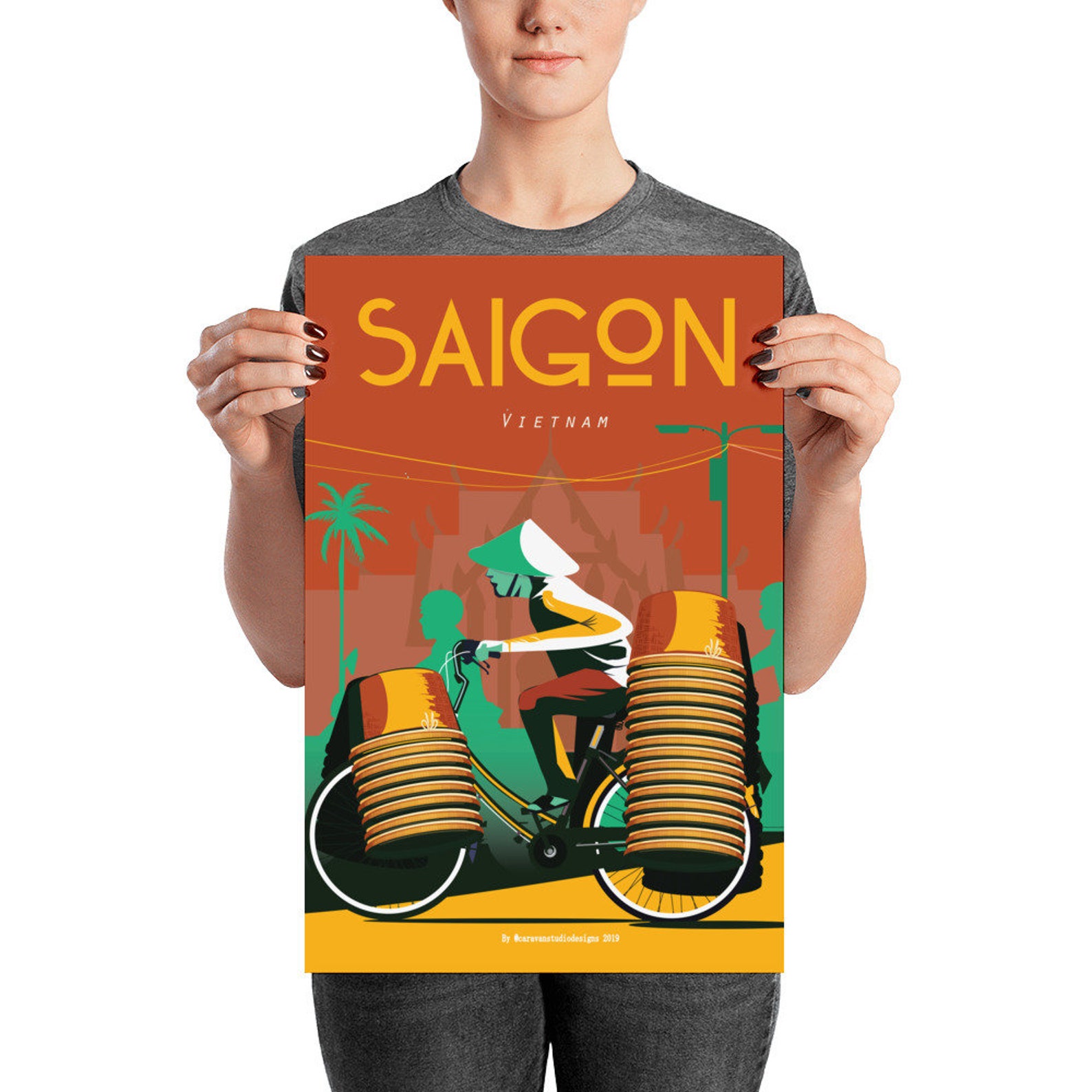 Saigon City Retro Poster - Vietnam Art Print | Travel Poster Sizes ...