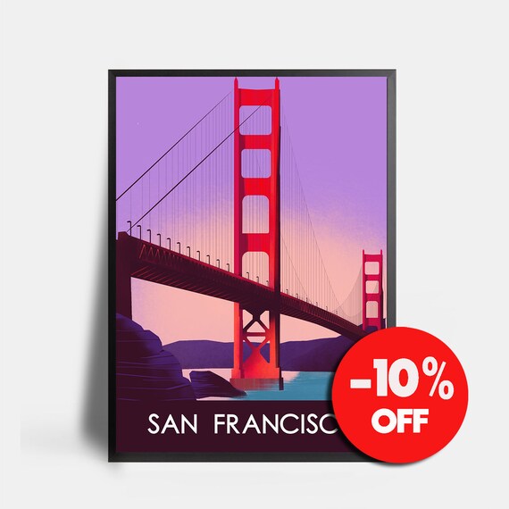 Golden Gate Bridge Vintage Travel Poster Enhanced Matte | Etsy