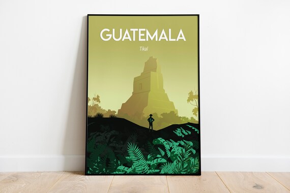 Guatemala Vintage Travel Poster Home & Living tropical | Etsy