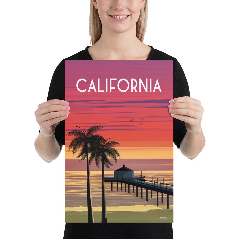 California Travel Poster Wall Décor Sizes: 810 1218 - Etsy