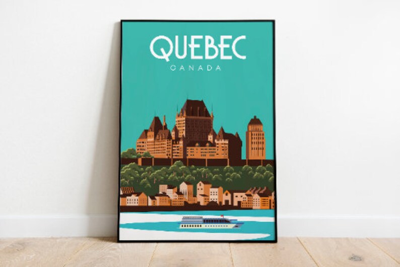 Quebec Canada Vintage Travel Poster Size inches 8x10 12x16 - Etsy