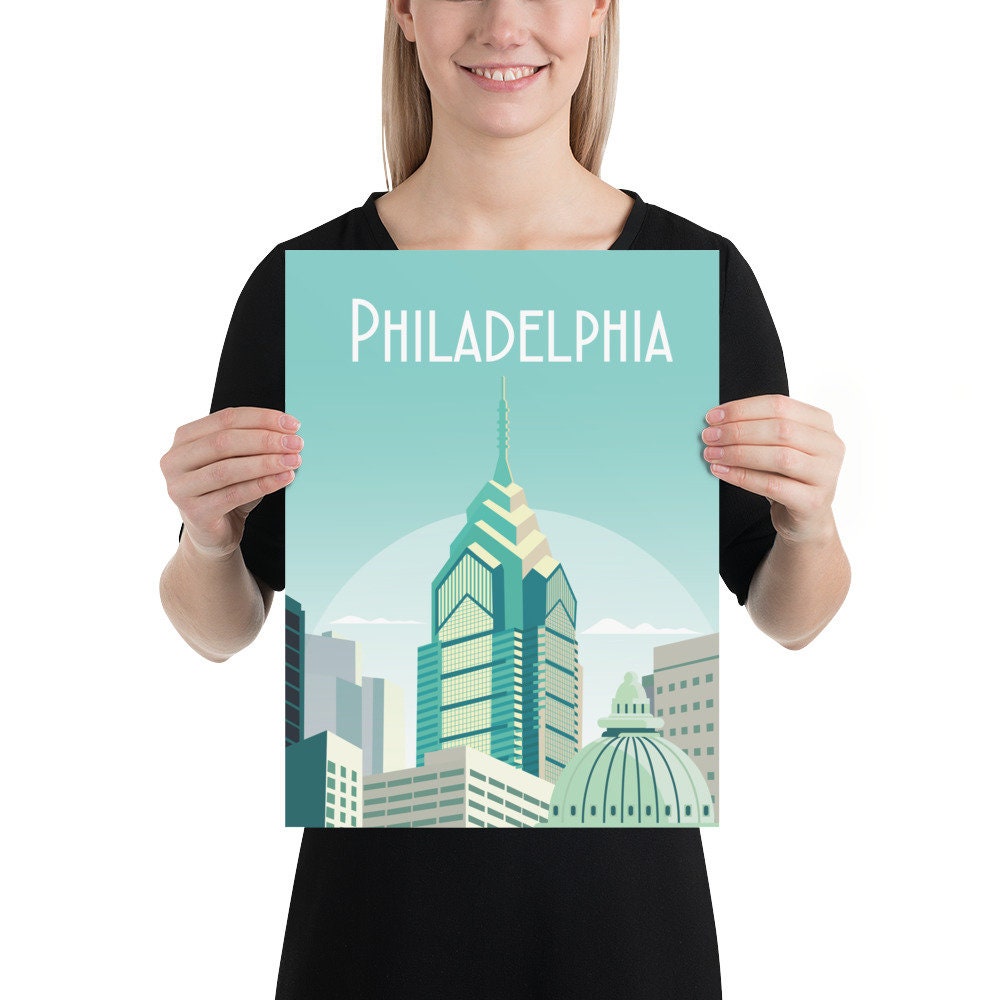 Philadelphia Travel Poster Print Philadelphia Skyline Poster | Etsy