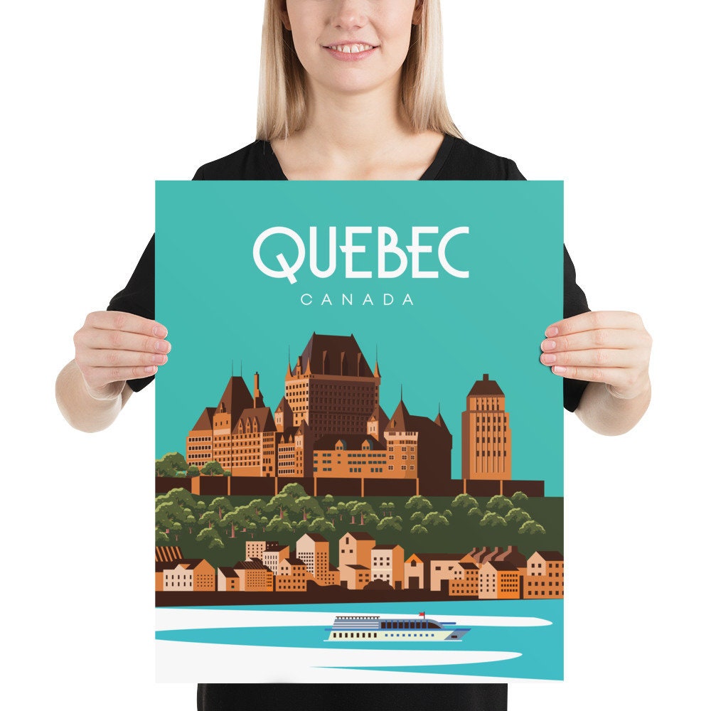 Quebec Canada Vintage Travel Poster Size inches 8x10 12x16 | Etsy