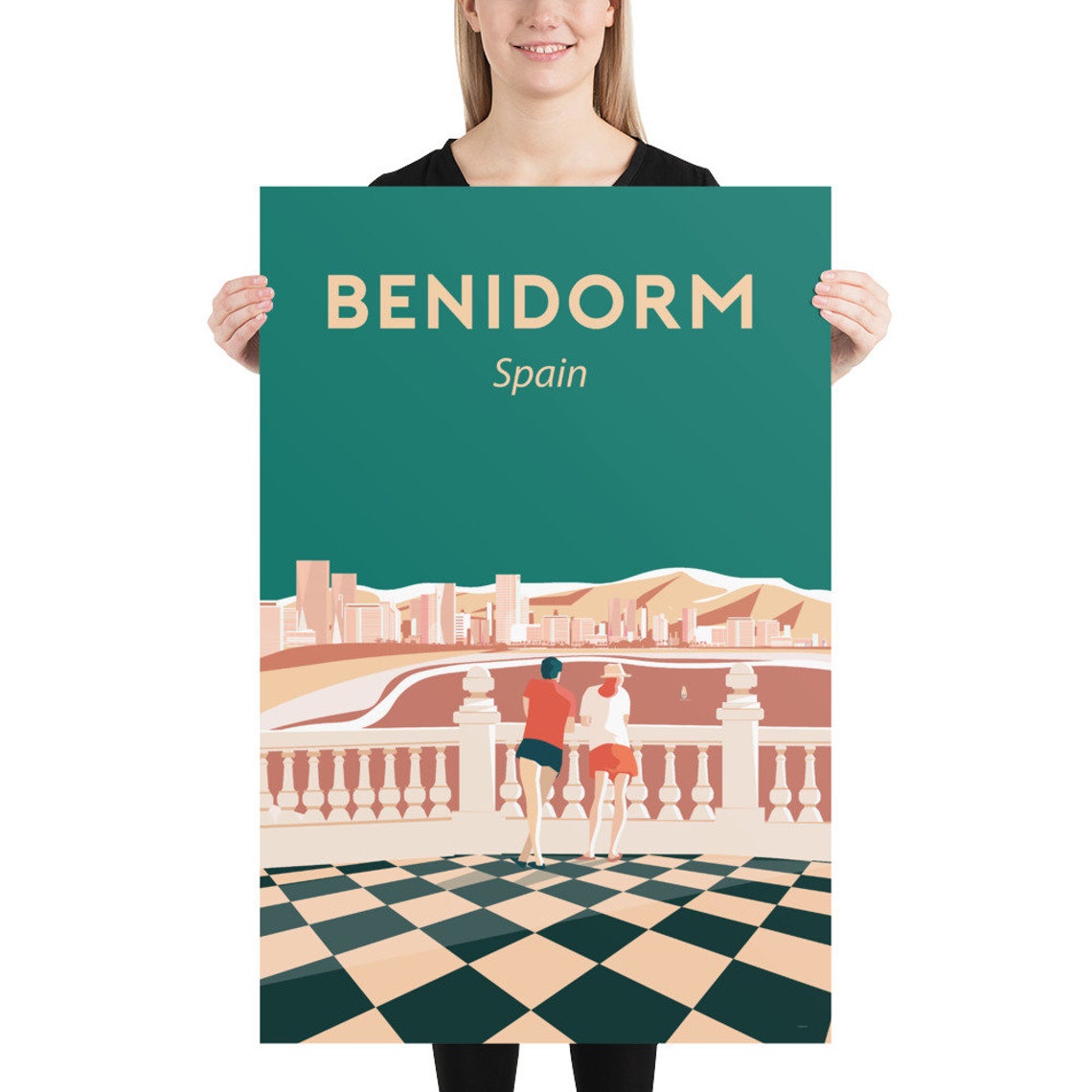 Benidorm Espana Benidorm Spain, Travel Poster Skyline Wall Art, Size ...