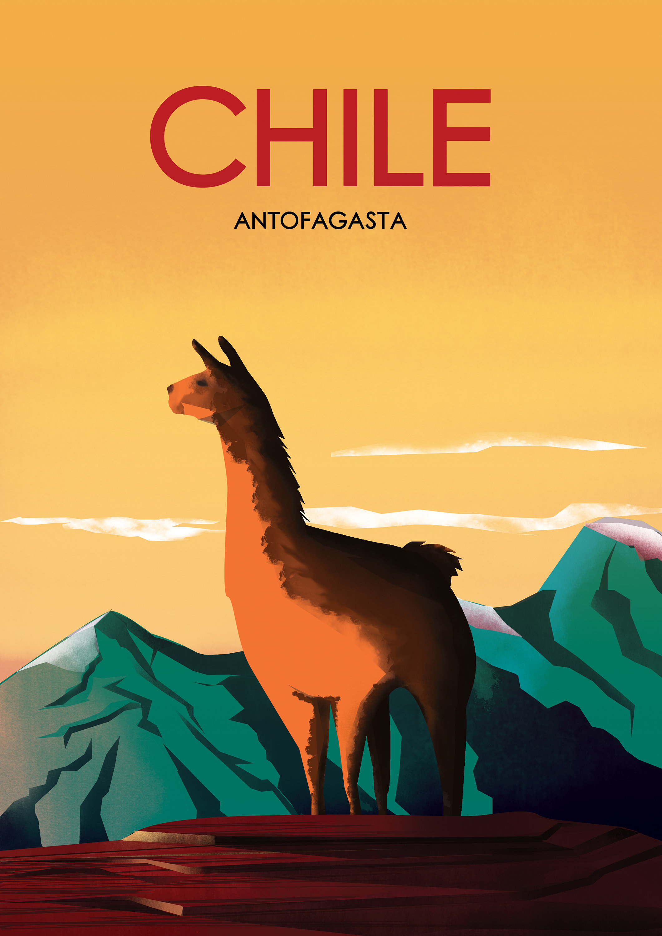 Antofagasta Chile | Vintage Travel Poster | Enhanced Matte Paper ...