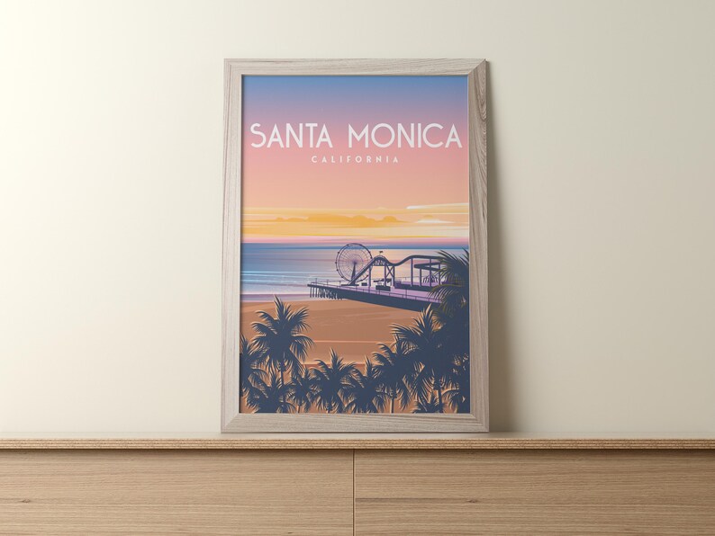 Santa Monica Travel Poster Digital File 16x20 Inches Size - Etsy