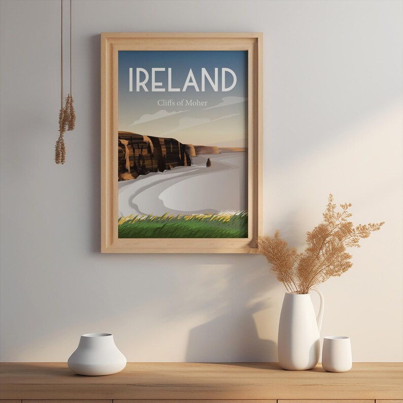 Ireland Poster - Vintage Travel Poster - Minimalist Art Prints Cliffs ...
