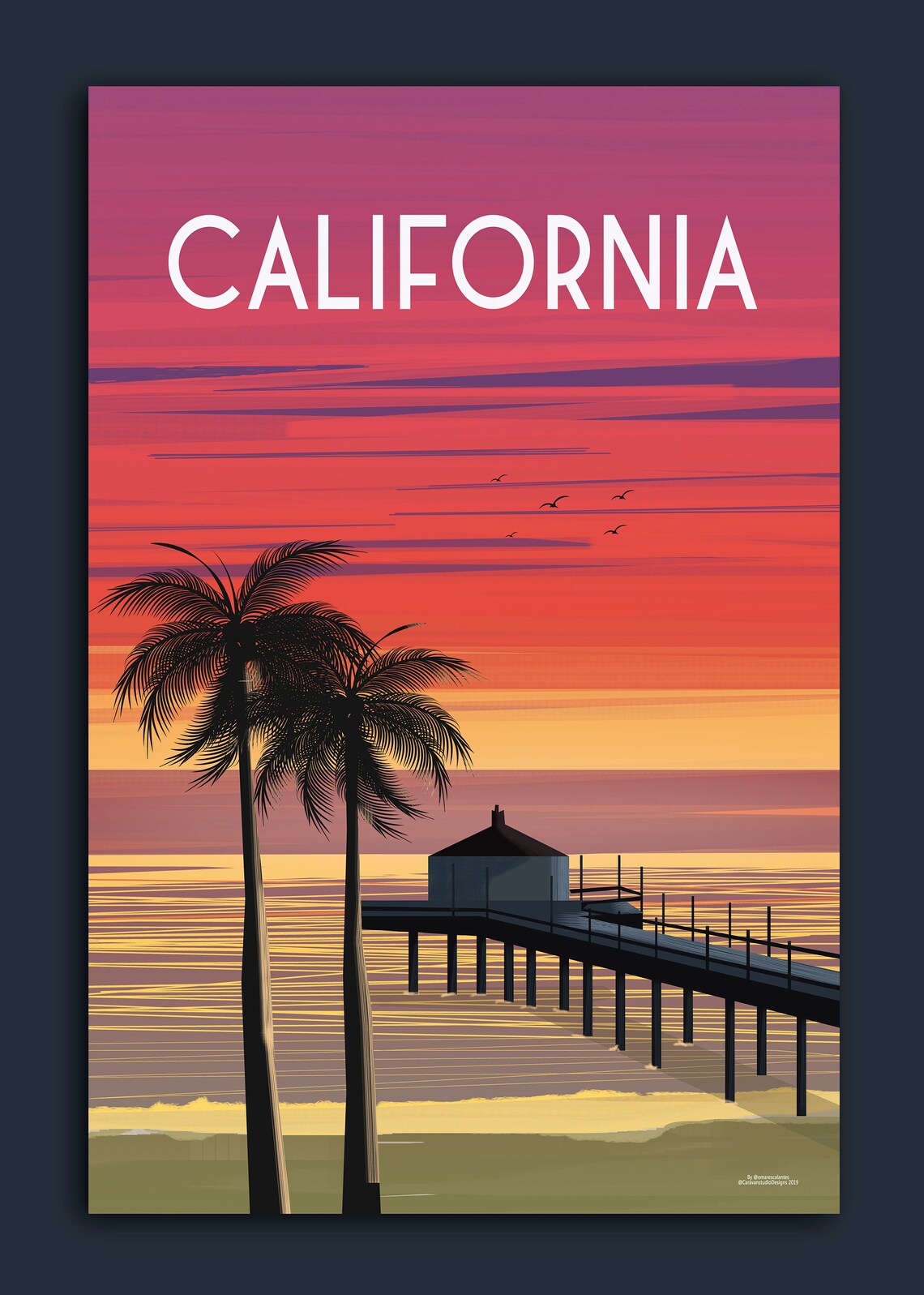California Travel Poster Wall Décor Sizes: 810 1218 - Etsy