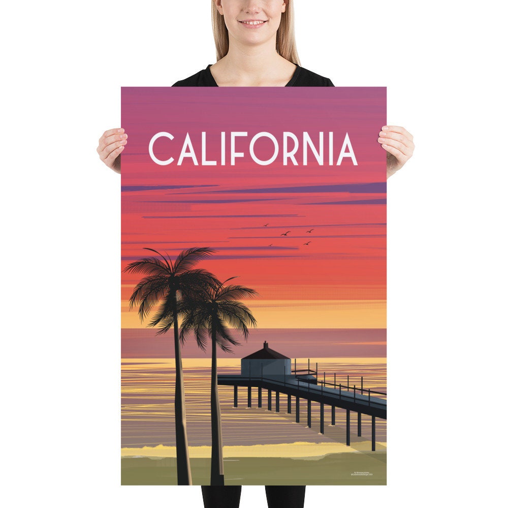 California Travel Poster Wall Décor Sizes: 810 1218 - Etsy