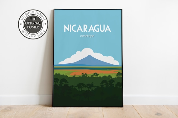 Nicaragua Travel Poster Wall Sizes inches 8x10 12x16 12x18 | Etsy