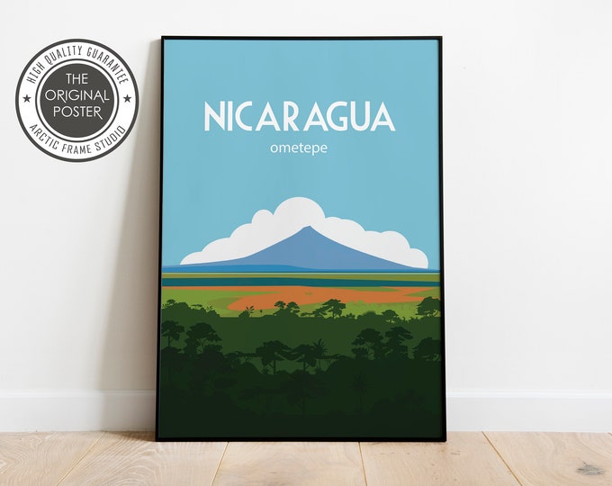 Nicaragua Travel Poster Wall Sizes inches 8x10 12x16 12x18 - Etsy