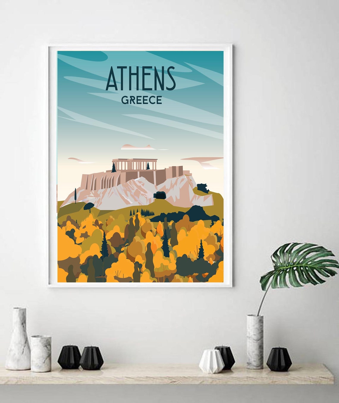Athens Greece Vintage Travel Poster Home & Living Wall - Etsy