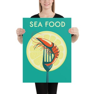 Sea Food Poster Kitchen Shrimp Poster Home Decoration Vintage Poster ...