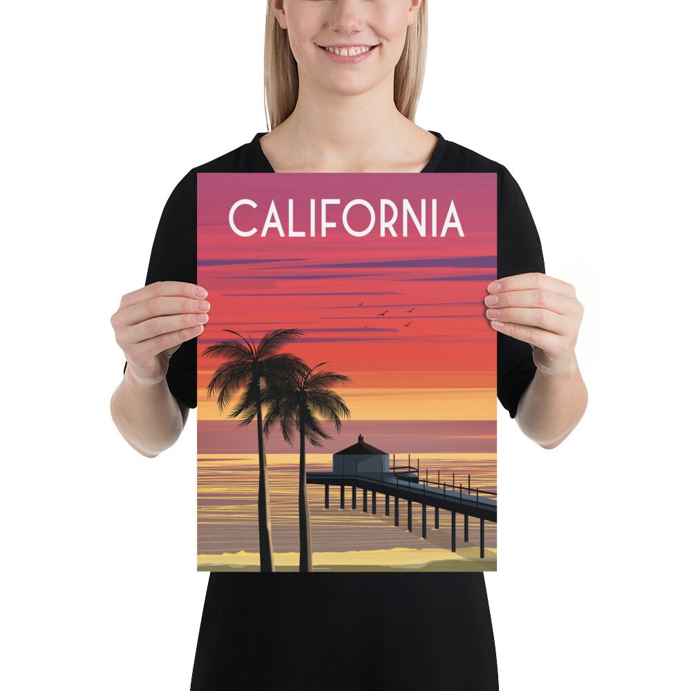 California Travel Poster Wall Décor Sizes: 810 1218 - Etsy