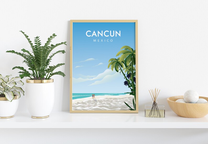 Cancun Mexico Travel Poster Cancun Print Cancun Travel Print | Etsy