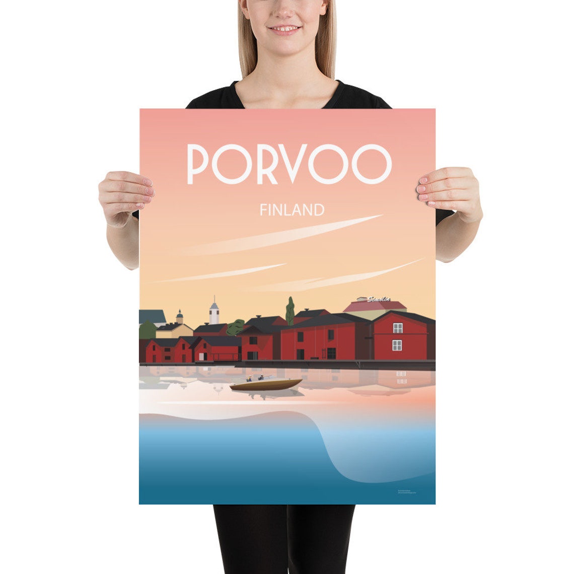 Porvoo Finland Travel Poster Wall Art Print Scandinavia | Etsy