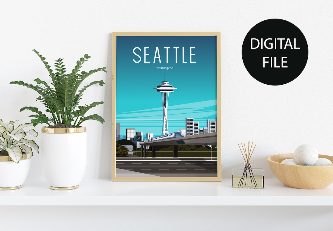 Seattle Washinton Travel Poster City Poster Digital File DOWNLOAD FILE ...