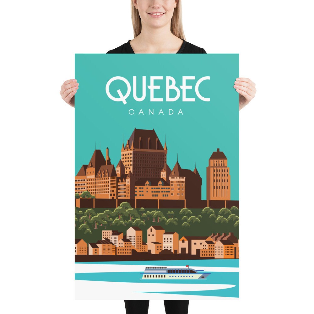 Quebec Canada Vintage Travel Poster Size inches 8x10 12x16 | Etsy