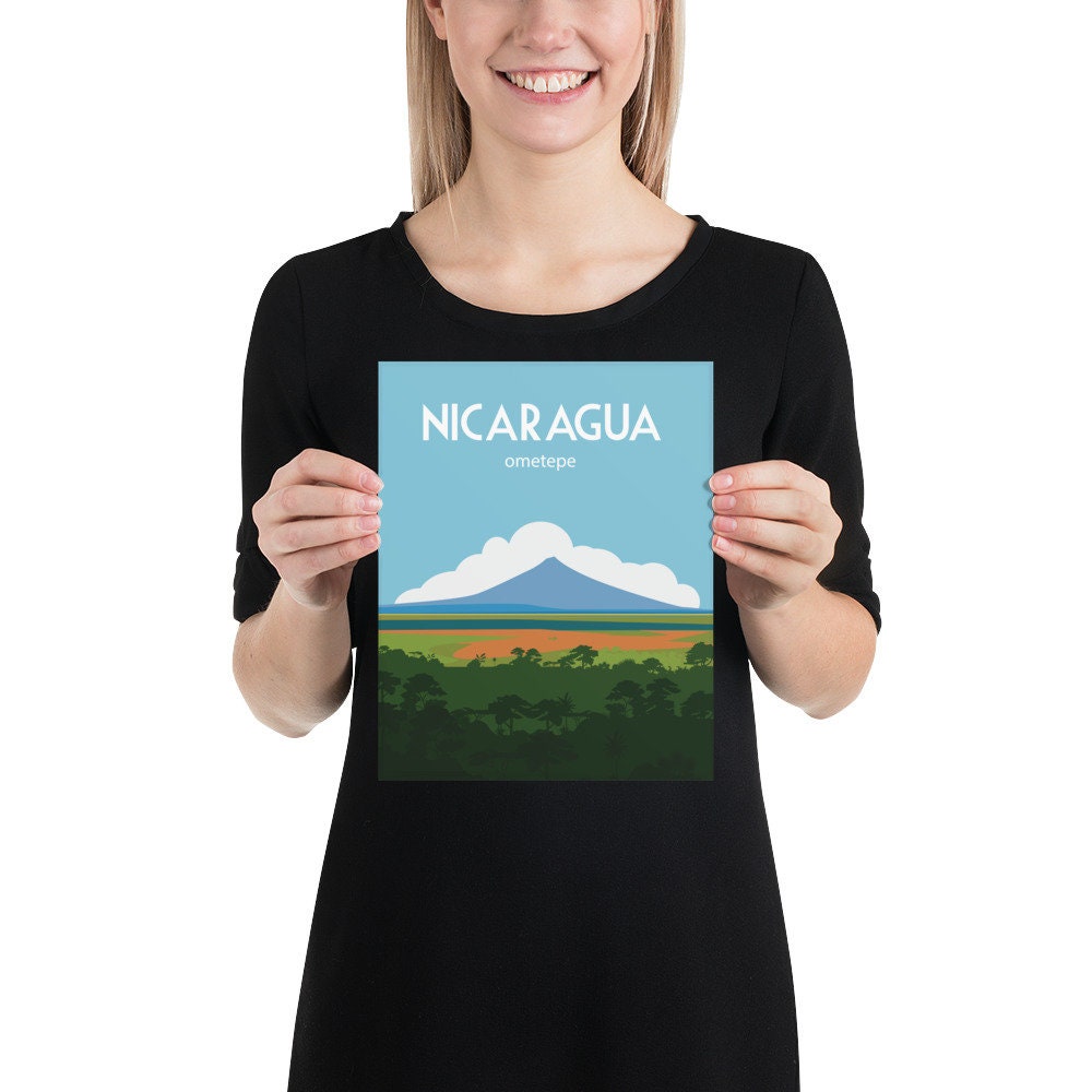 Nicaragua Travel Poster Wall Sizes inches 8x10 12x16 12x18 | Etsy