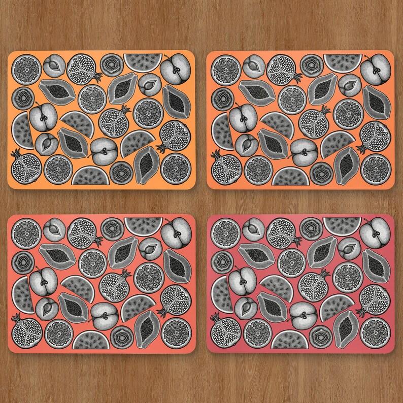 Fruit Design Placemats / Table Mats (multicolour) - Set of 4 - Etsy