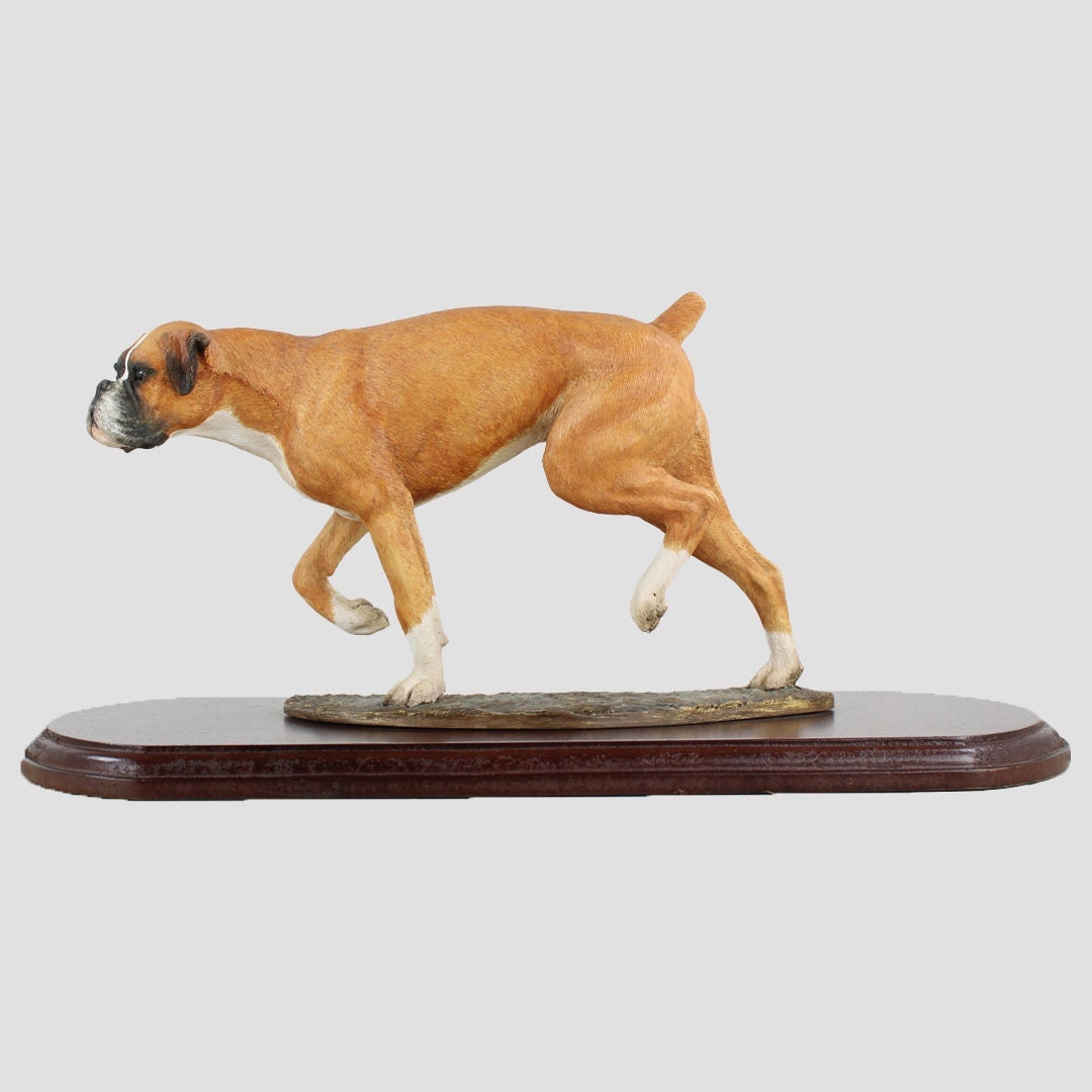 Boxer Tan on Plinth Border Fine Arts Dogs - Etsy