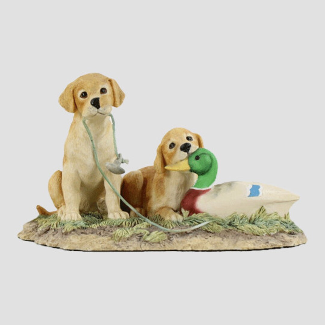 Lab Pups With Decoy Duck Border Fine Arts Dogs - Etsy