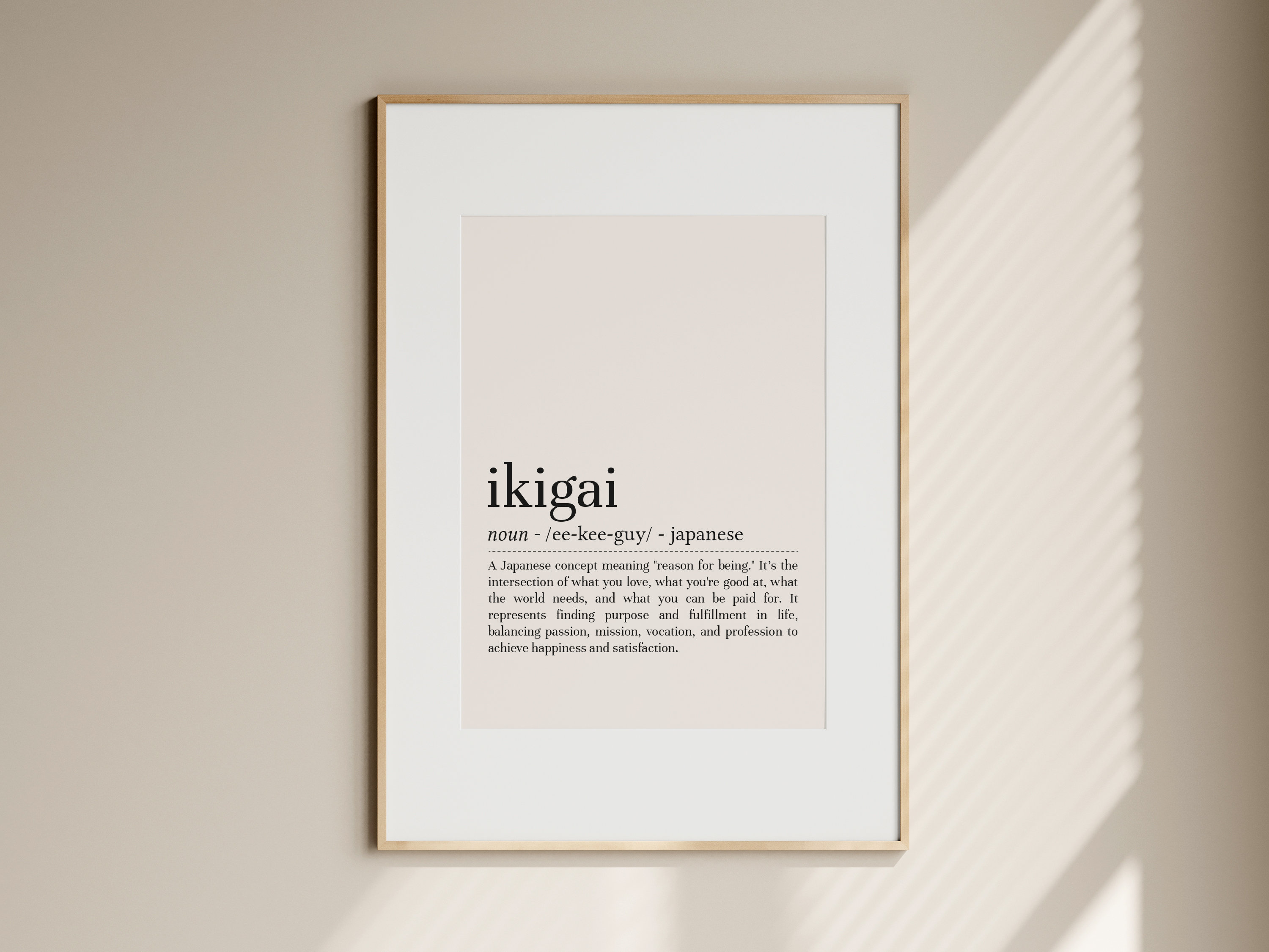 Ikigai Definition Print, Ikigai Wall Art, Definition Print, Ikigai ...