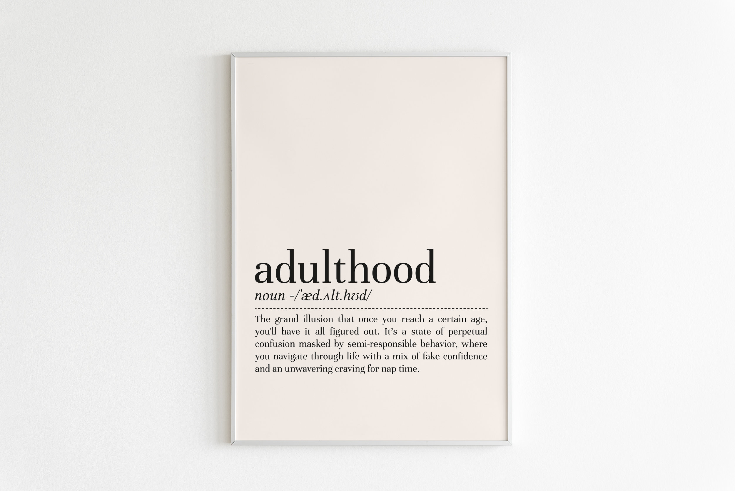 Adulthood Definition Print, Adulthood Wall Art, Definition Print ...