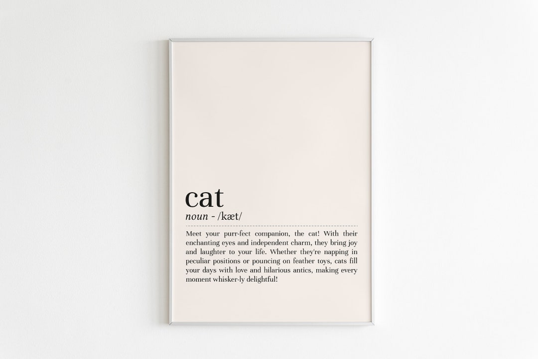 Cat Definition Print, Cat Wall Art, Definition Print, Cat Poster ...