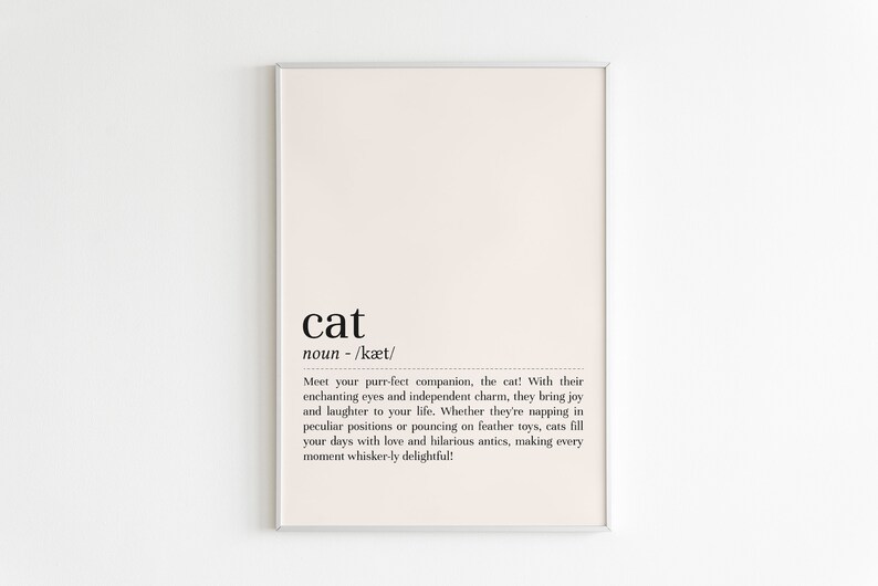 Cat Definition Print, Cat Wall Art, Definition Print, Cat Poster ...