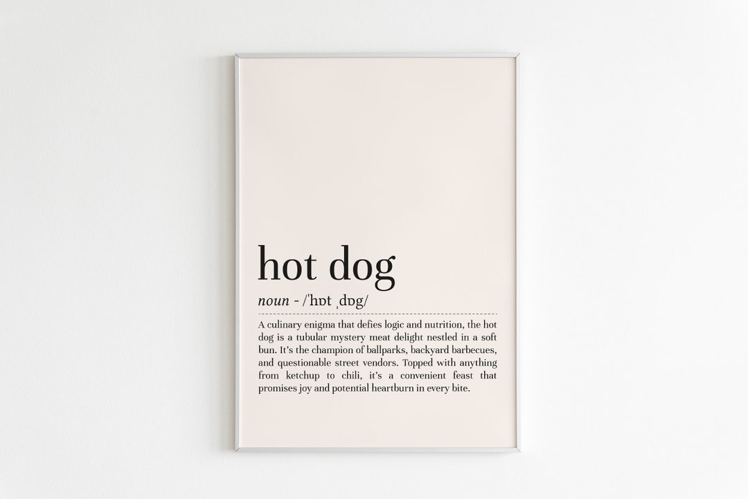 Hot Dog Definition Print: Minimalist Kitchen Wall Art (digital Download ...