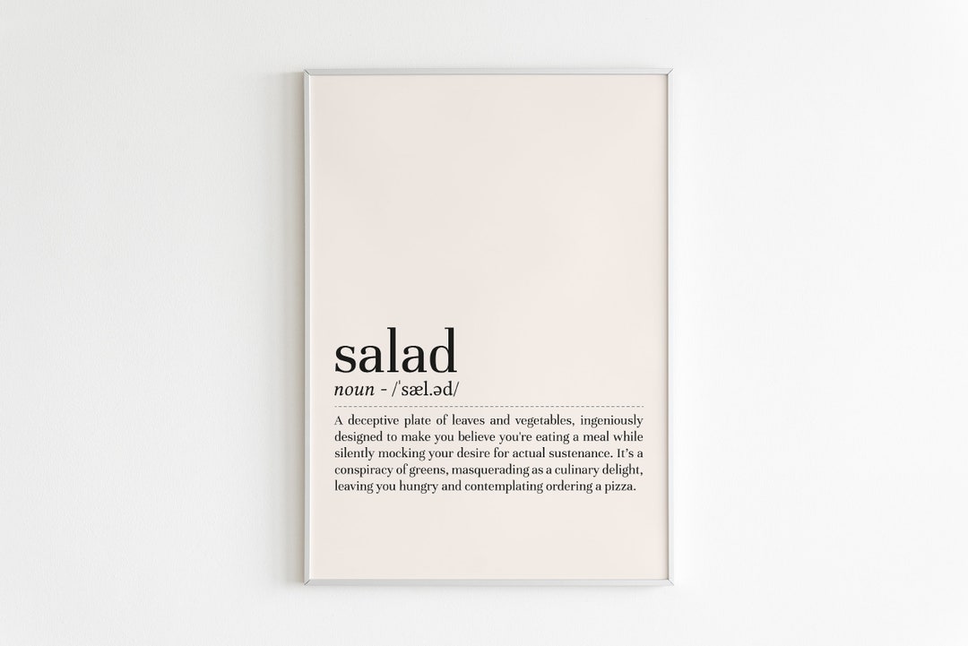 Salad Definition Print, Salad Wall Art, Definition Print, Salad Poster ...