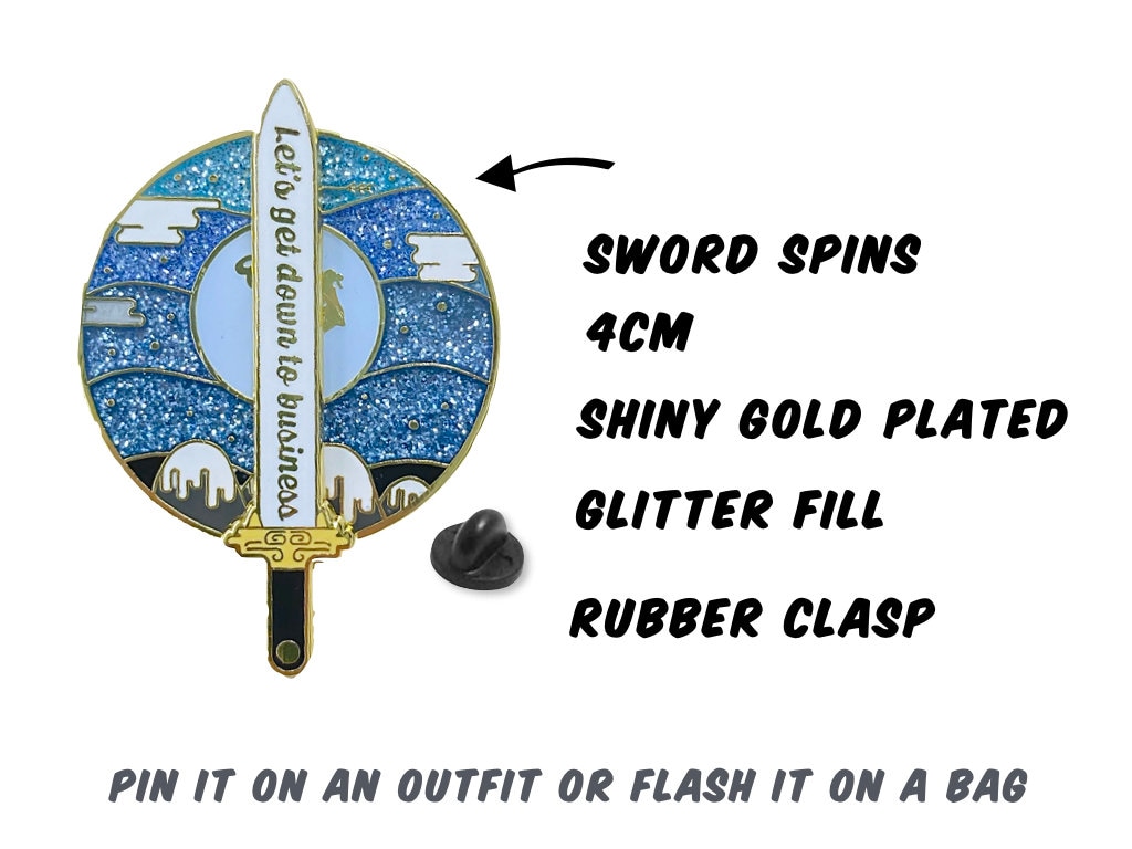 Spinning Pin : Get Down to Business With Sword Fantasy Quote - Etsy