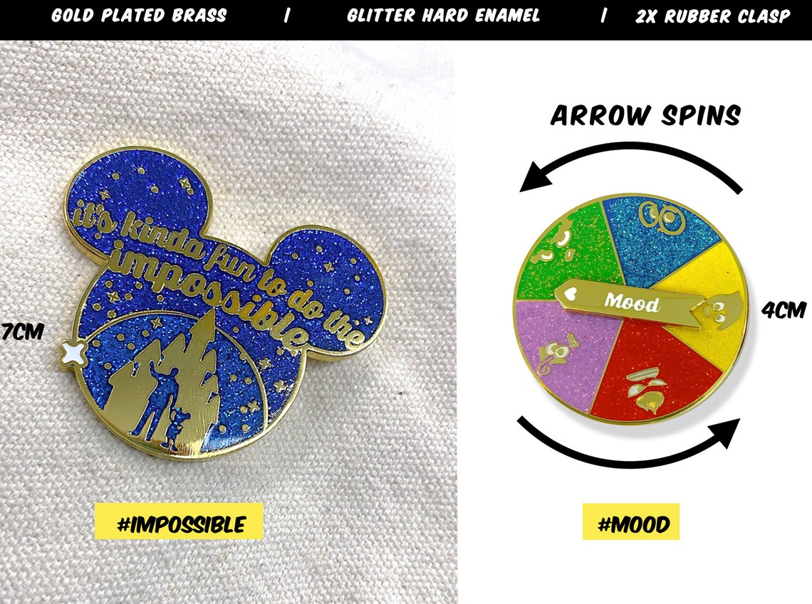 FANTASY QUOTE PINS : Quote Enamel Lapel Pins Shiny Glitter | Etsy