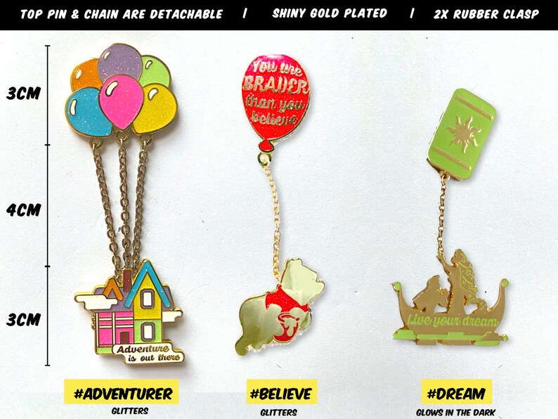 FANTASY QUOTE PINS : Quote Enamel Lapel Pins shiny glitter | Etsy