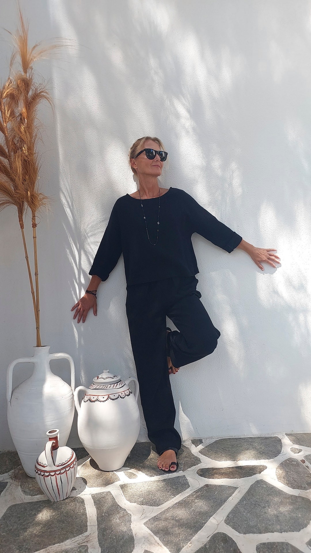 2 Pcs Muslin Lounge Wear, Cotton Women Pajamas Set, Loose Fit Muslin ...