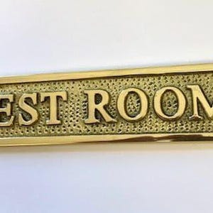 Rest Room Door Sign Available in Three Finishes - Nickel, Antique ...