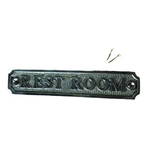 Rest Room Door Sign Available in Three Finishes Nickel, Antique Bronze ...