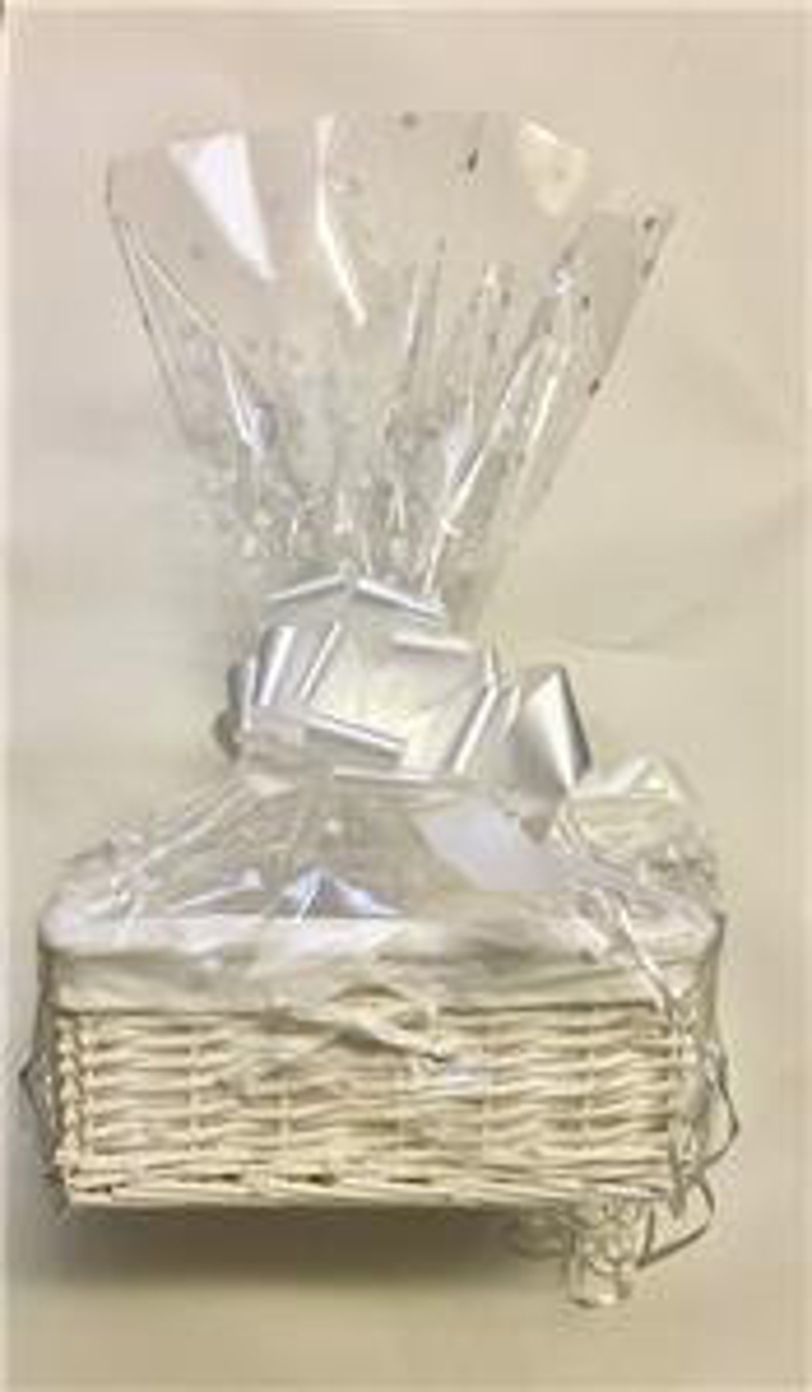 Small White Hamper Basket, Cellophane and Pull Bow - Etsy UK