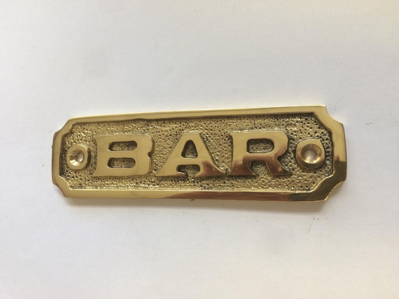 BAR Door Sign Solid Brass Available in Three Finishes - Etsy UK