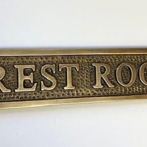 Rest Room Door Sign Available in Three Finishes - Nickel, Antique ...