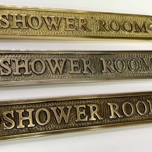 Shower Room Solid 20.5cm Brass Door Sign Available Different Finishes ...