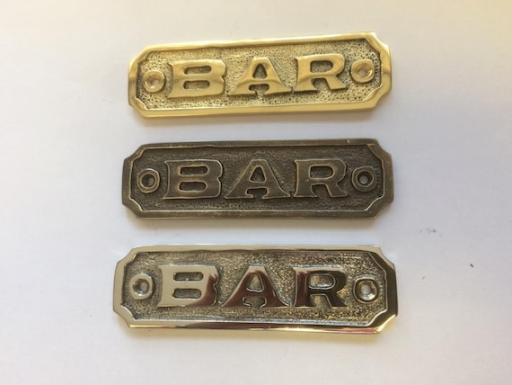 BAR door sign solid brass available in three finishes | Etsy
