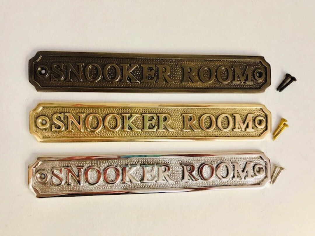Snooker Room Door Sign Available Three Finishes - Nickel, Antique ...